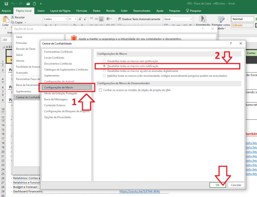 Habilitar Macro da planilha - Edição e Conteúdo.